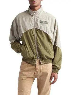 Rhude Desert Racing Embroidered Nylon Track Jacket - Olive/grey