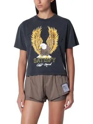 Satisfy Washed Mothtech Cotton T-shirt With Print - Black