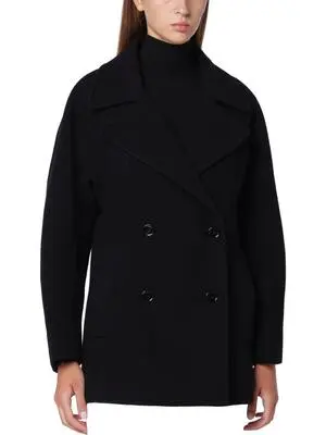 TOTEME Black Cocoon Fit Caban In Wool Blend Black