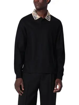 Burberry Long-sleeved Cotton Polo Shirt - Black