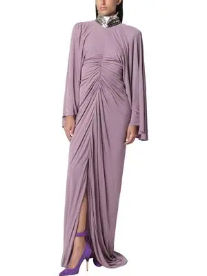 Valentino Garavani Mauve Pink Draped Long Dress Purple