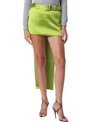 SELF-PORTRAIT Satin Miniskirt With Bow - Green