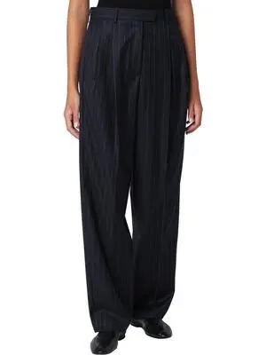 Givenchy Navy Pinstripe Wool Trousers - Blue