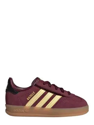 ADIDAS ORIGINALS Gazelle Indoor Comfort Closure Elastic Lace Sneakers In Burgundy / Light Yellow - Brown