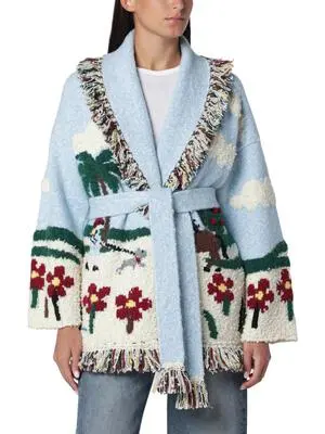 Alanui Casa Light Blue Wool-blend Cardigan - Multicolor