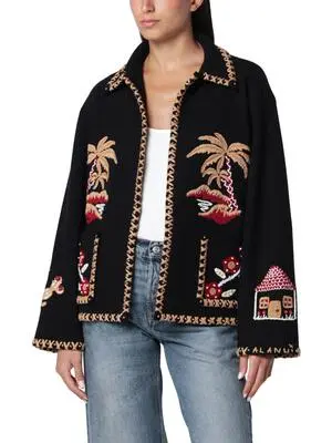 Alanui Remember Me Black Virgin Wool Jacket Multicolor