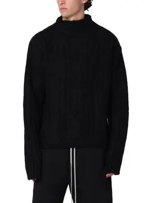Rick Owens Turtle Sweater In Cashmere And Silk - Black