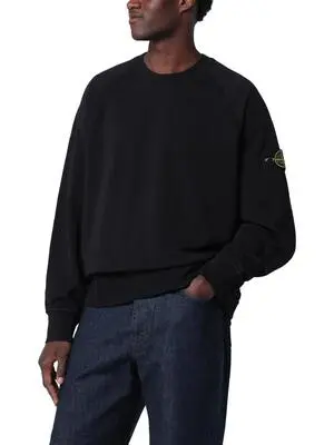 Stone Island Crewneck Sweatshirt In Organic Cotton - Black