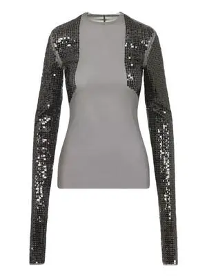 Rick Owens Dennis Sequin-embellished T-shirt Grey