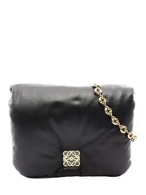 Loewe 2000-2026 Shiny Lambskin Goya Puffer Chain Bag Shoulder Bag Black