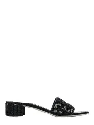 Rene Caovilla Allure Rhinestone-embellished Leopard-pattern Block-heel Sandals - Black