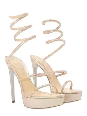 RENE CAOVILLA Cleo Rhinestone-embellished Platform Sandals