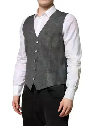 DOLCE & GABBANA Checkered-pattern V-neck Waistcoat