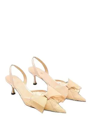 Mach & Mach Le Cadeau Lace Slingback Pumps - Neutrals
