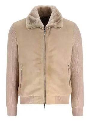 MOORER Campiglio-cab Suede-panelled Bomber Jacket
