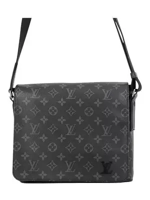 LOUIS VUITTON 2000-2026 Monogram Eclipse District Pm Crossbody Bag - Black