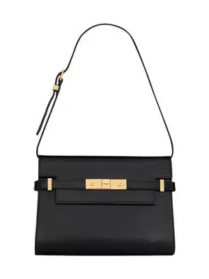 SAINT LAURENT Small Manhattan Flap Leather Tote Bag