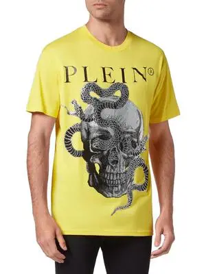 Philipp Plein T-shirt Round Neck Ss Snake Men Yellow