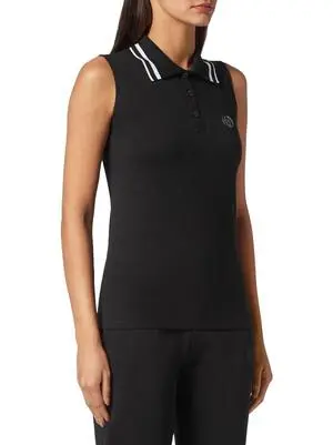 PLEIN SPORT Sleeveless Polo Shirt - Black