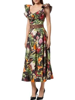 Philipp Plein Long Dress Flowers - Black/multicolored