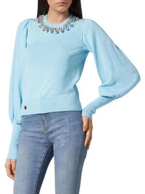Philipp Plein Pullover Ls Crystal Women Lightblue