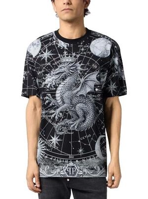 Philipp Plein Round Neck T-shirt All-over Zodiac Men Black