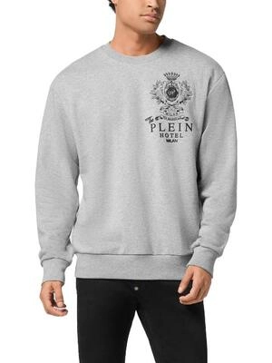 Philipp Plein Fleece Round Neck Sweatshirt Plein Hotel - Grey