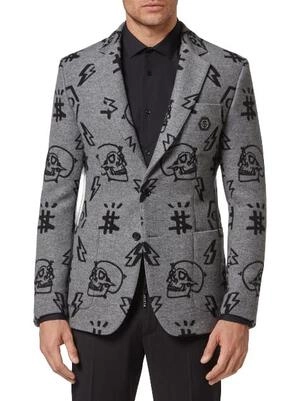Philipp Plein Blazer Skull And Plein - Grey