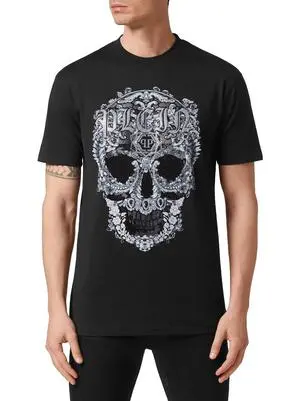 Philipp Plein T-shirt Round Neck Ss Baroque Skull - Black