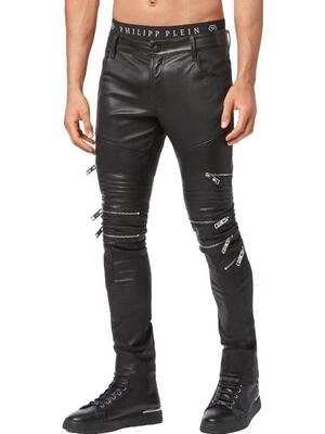 Philipp Plein Leather Trousers - Black