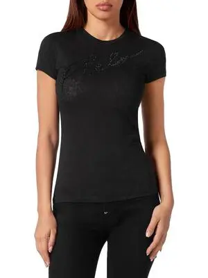 Philipp Plein T-shirt Round Neck Signature - Black