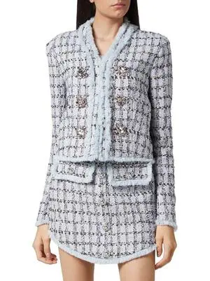 Philipp Plein Tweed Blazer - Lightblue