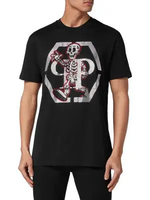 Philipp Plein T-shirt Round Neck Ss Skeleton - Black