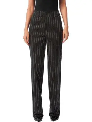 Philipp Plein Pinstriped Straight Lady Trousers - Grey