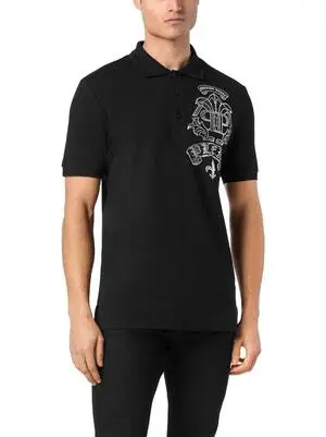 Philipp Plein Polo Shirt Ss Strass Tattoo - Black