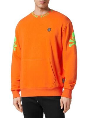 Philipp Plein Sweatshirt Ls Skull&amp;bones Men Orangefluo