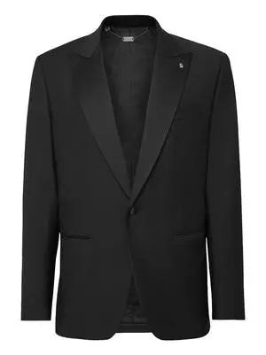 BILLIONAIRE Wool Blazer With Satin Revers - Black