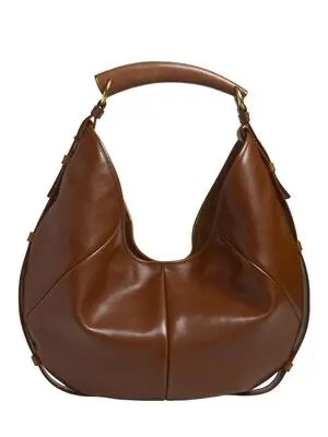 Saint Laurent Medium Mombasa Leather Hobo Bag - Burnt Bread