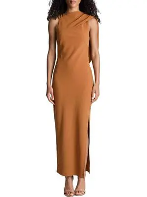 KENNETH COLE COLLECTION Drape Back Crepe Maxi Dress - Maple