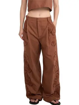 BEACH LIFE BY GOTTEX Resort Embroidered Pants Cover-up - Brown