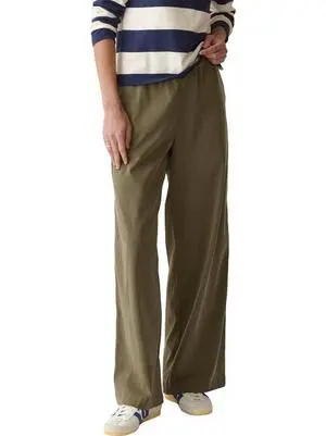 Marine Layer Allison Pull-on Wide Leg Side Stripe Pants - Olive