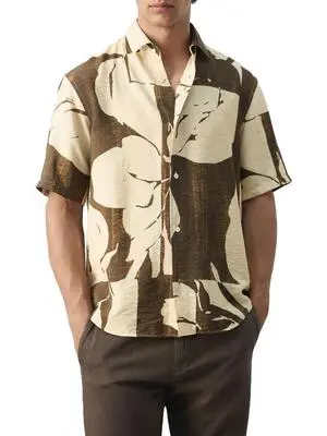 Mango Regular Fit Short Sleeve Button-up Shirt - Vanilla