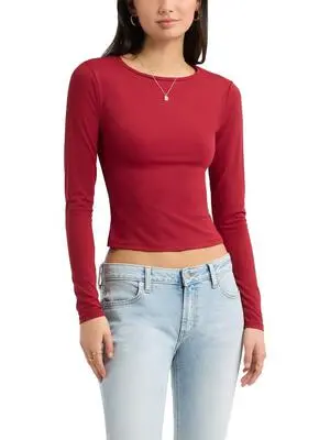 Bp. Smooth Fit Long Sleeve Crewneck T-shirt - Red Cinder