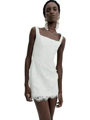 DE LA VALI Amba Cotton-blend Lace Mini Dress - Ivory