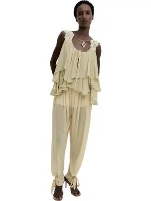 DE LA VALI Briar Sheer Chiffon Top - Olive