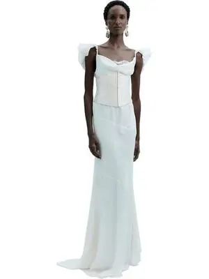 DE LA VALI Garnet Fishtail Maxi Dress - Ivory