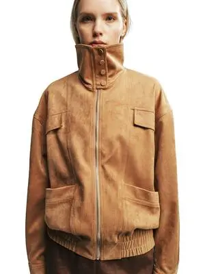 Bardot Regina Faux Suede Jacket - Tan