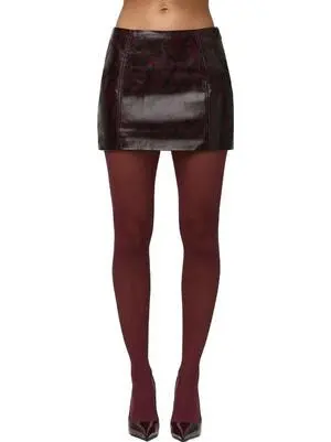 Naked Wardrobe Python Embossed Faux Leather Miniskirt - Burgundy Python