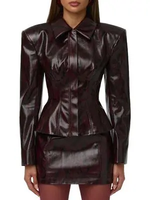 NAKED WARDROBE Python Embossed Faux Leather Blazer