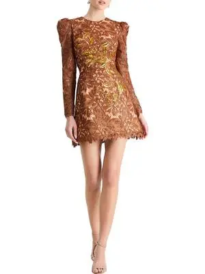 HELSI Savannah Embroidered Long Sleeve Minidress - Copper